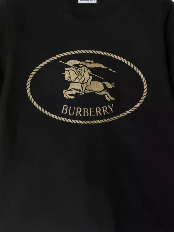 Burberry Cotton T-shirt With Embroidered Equestrian Knight - Black