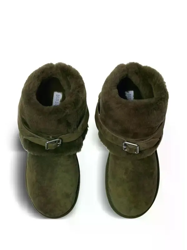 Burberry Buckled Shearling Ankle Boots