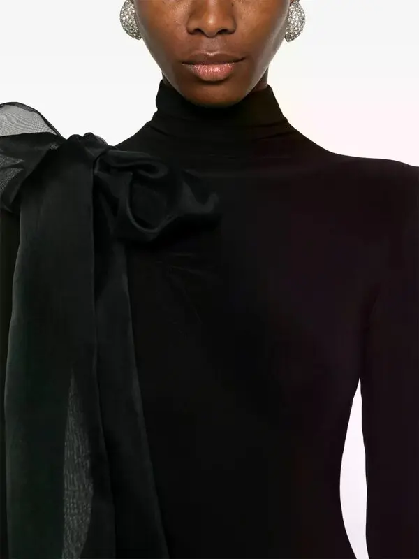 ATU BODY COUTURE Jersey Draped Detail Bodysuit - Black