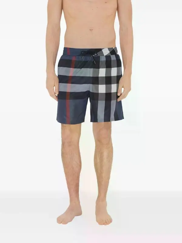Burberry Checked Swim Shorts - Grey
