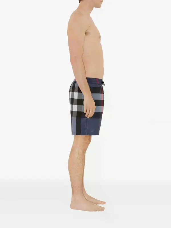 Burberry Checked Swim Shorts - Grey