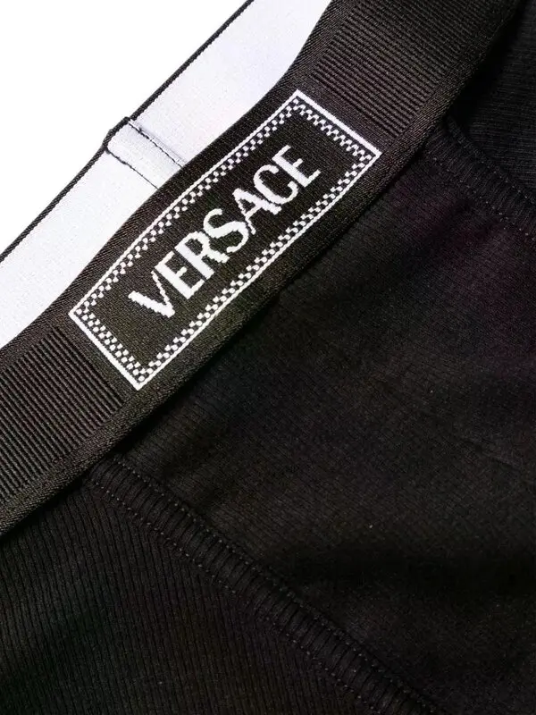 Versace Cotton Ribbed Trunks - Black