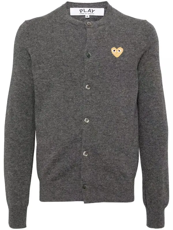 Play Comme Des Garcon Wool Cardigan - Grey