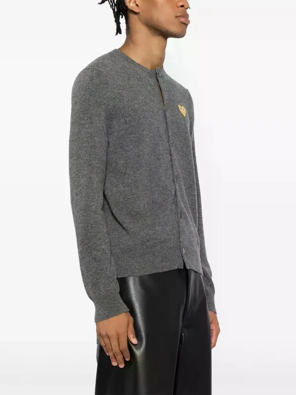Play Comme Des Garcon Wool Cardigan - Grey