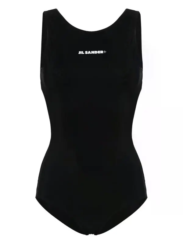 JIL SANDER Logo-print Sleeveless Swimsuit - Black
