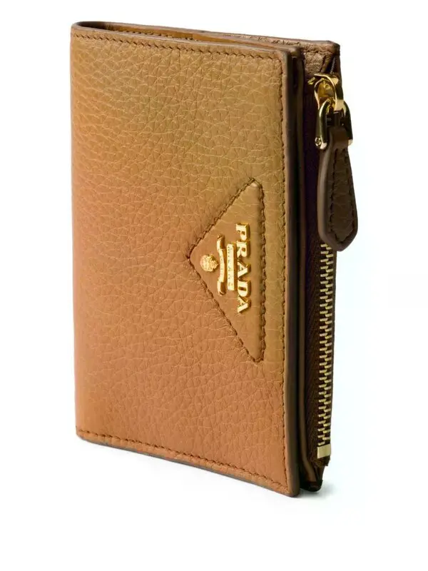Prada Small Grained-leather Wallet - Brown