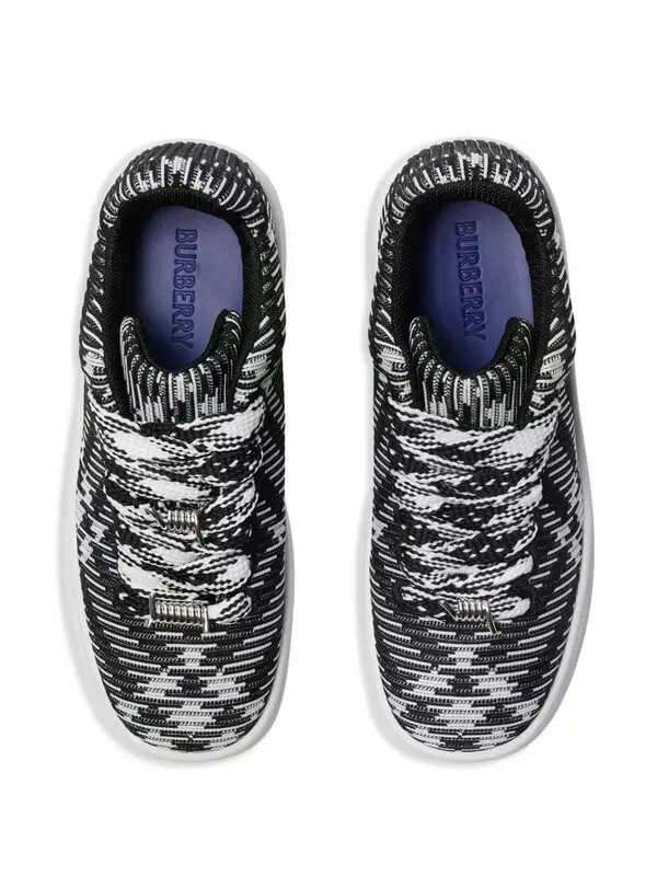 Burberry Check Knit Box Sneakers - Black