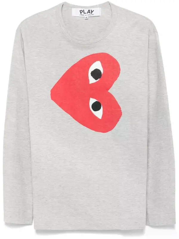Play Comme Des Garcon Side Heart-print T-shirt - Grey