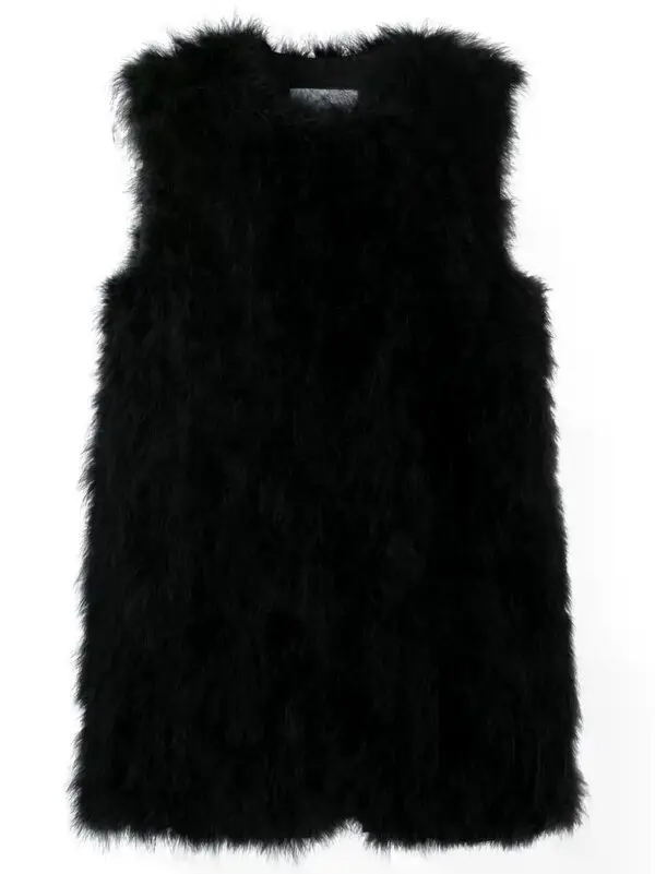 YVES SALOMON Sleeveless Feather And Silk Coat