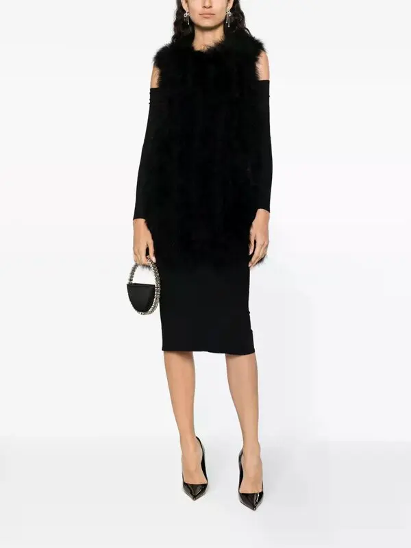 YVES SALOMON Sleeveless Feather And Silk Coat