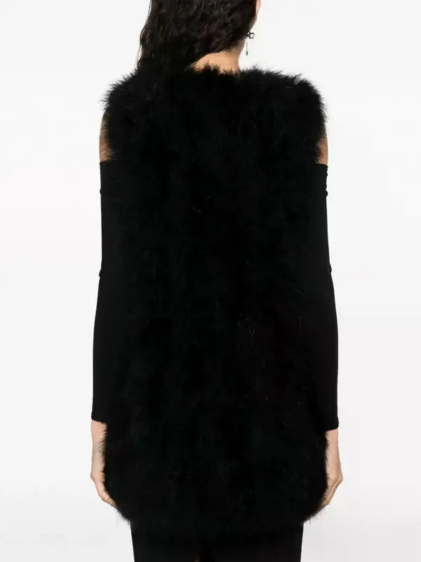 YVES SALOMON Sleeveless Feather And Silk Coat