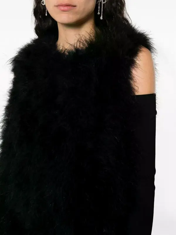 YVES SALOMON Sleeveless Feather And Silk Coat