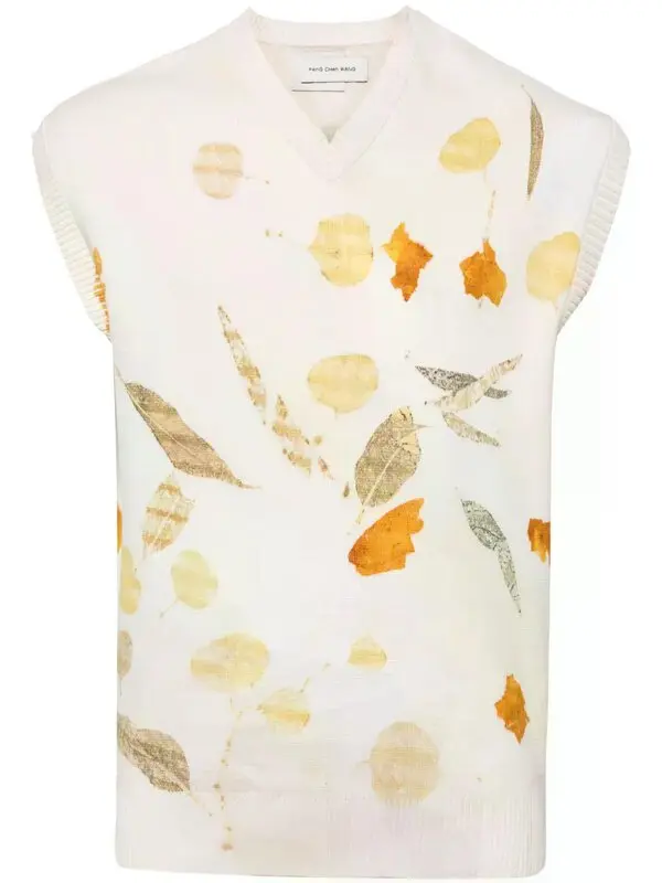FENG CHEN WANG Graphic-print Knitted Vest - Neutrals