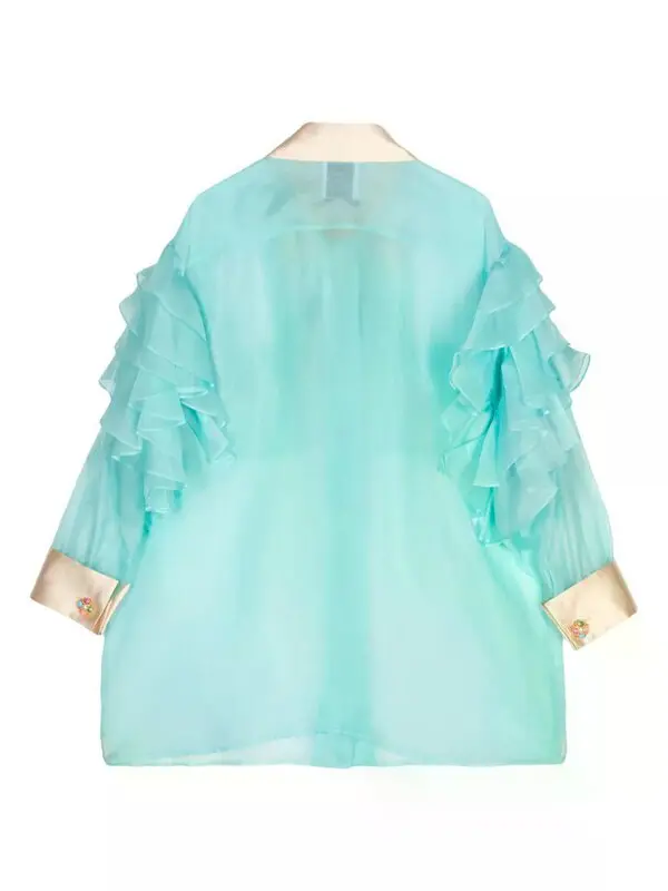 EDWARD ACHOUR PARIS Ruffled Silk Shirt - Blue