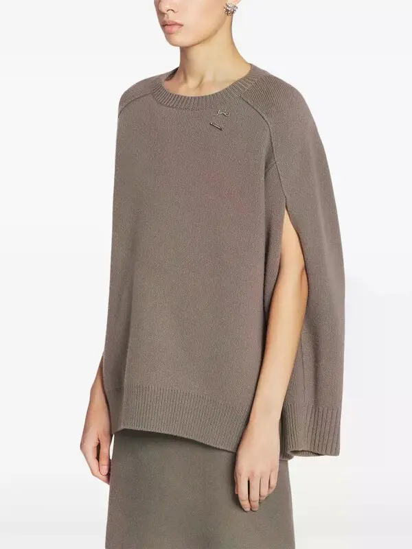 LANVIN Oversize Wool-cashmere Jumper With Logo Plaque - Brown