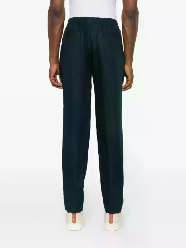 Kiton Linen Tapered Trousers - Blue