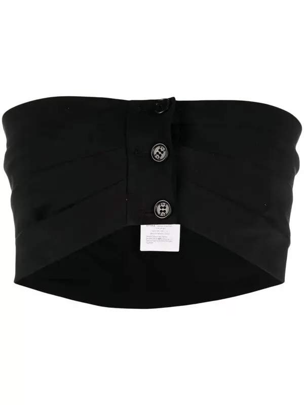 Philosophy Di Lorenzo Serafini Buttoned Draped Crop Top - Black