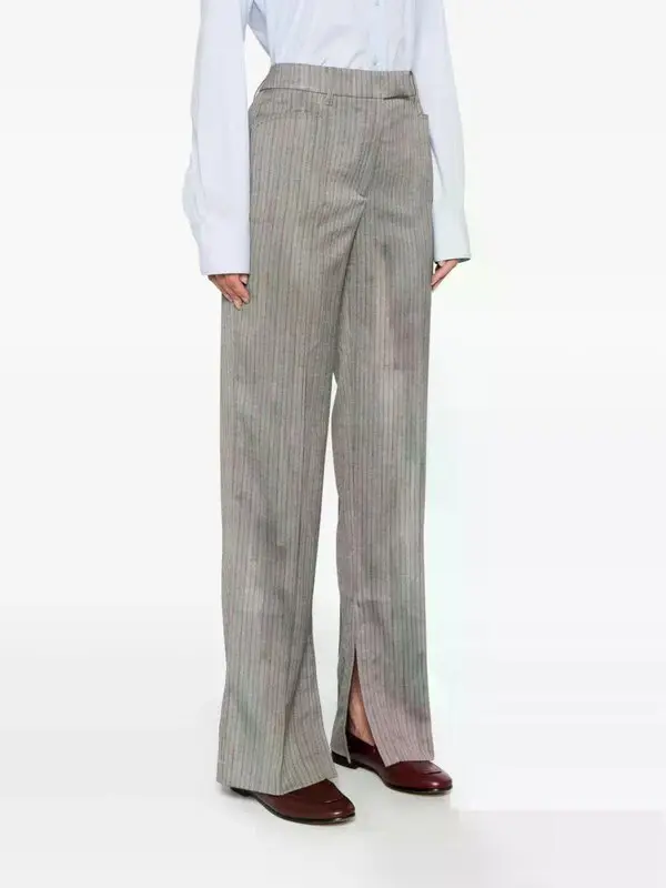 Remain Birger Christensen Herringbone-pattern Striped Trousers - Grey