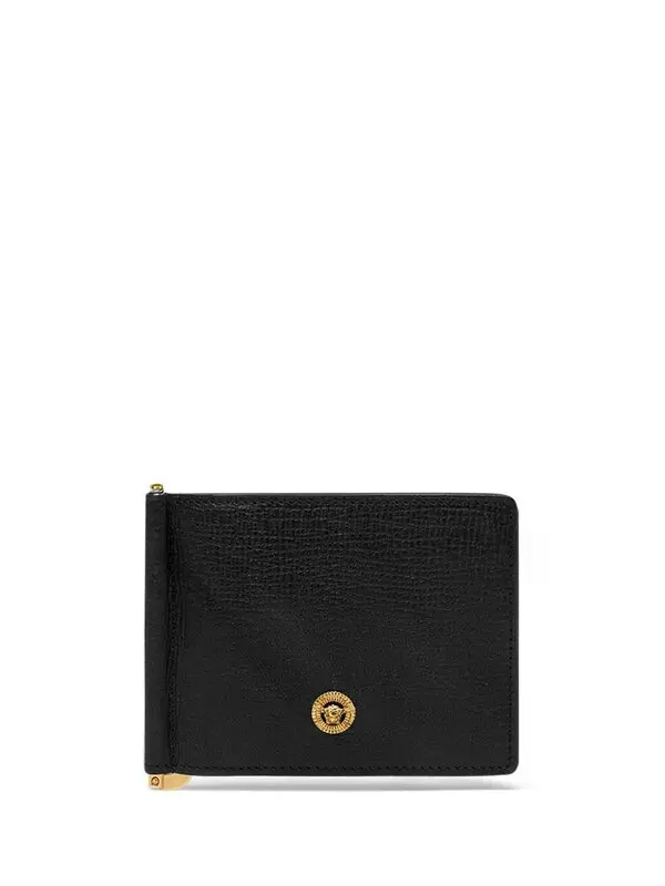 Versace Medusa Biggie Leather Clip Wallet - Black