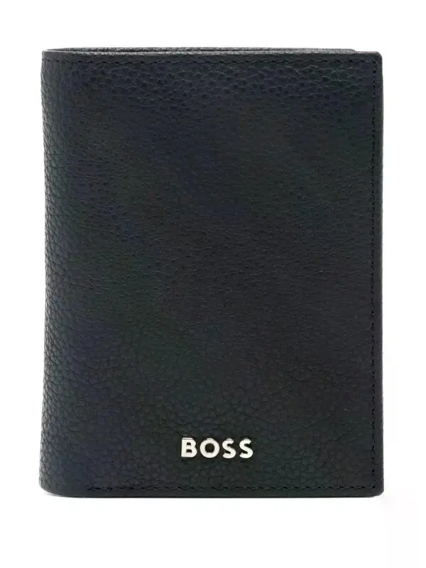 BOSS Logo-plaque Leather Wallet - Blue