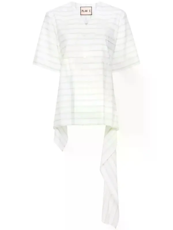 Plan C Striped Poplin Shirt