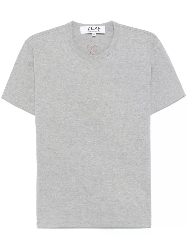 Play Comme Des Garcon Signature Heart-patch T-shirt - Grey
