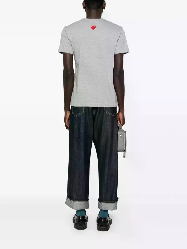 Play Comme Des Garcon Signature Heart-patch T-shirt - Grey