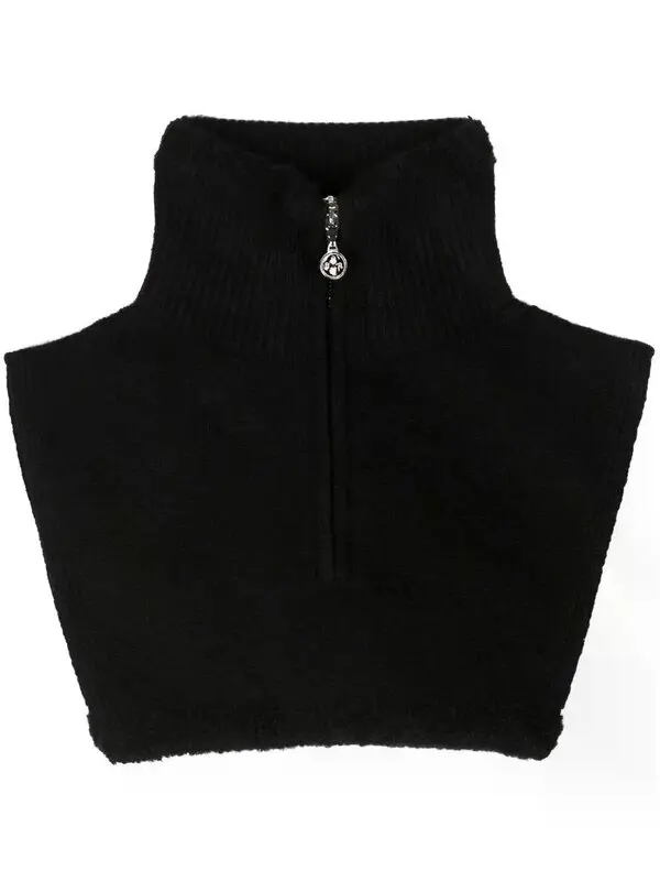 BARRIE Cashmere-blend Zip-up Collar - Black