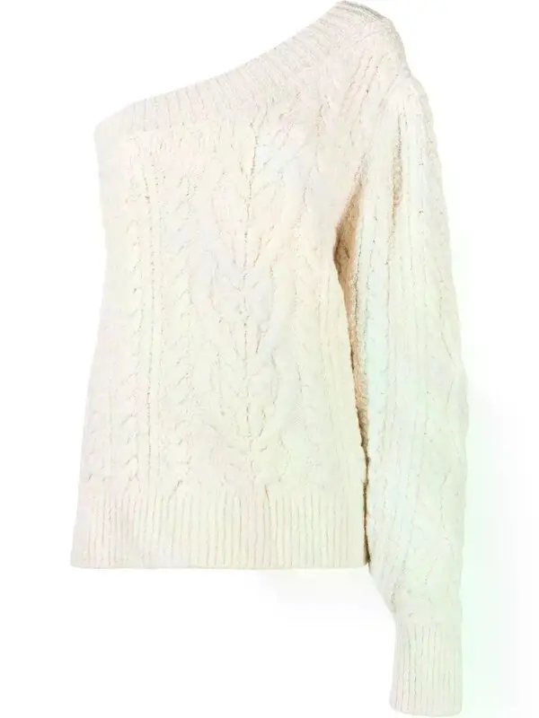 Isabel Marant Blaine One-shoulder Cable Knit Sweater - Neutrals