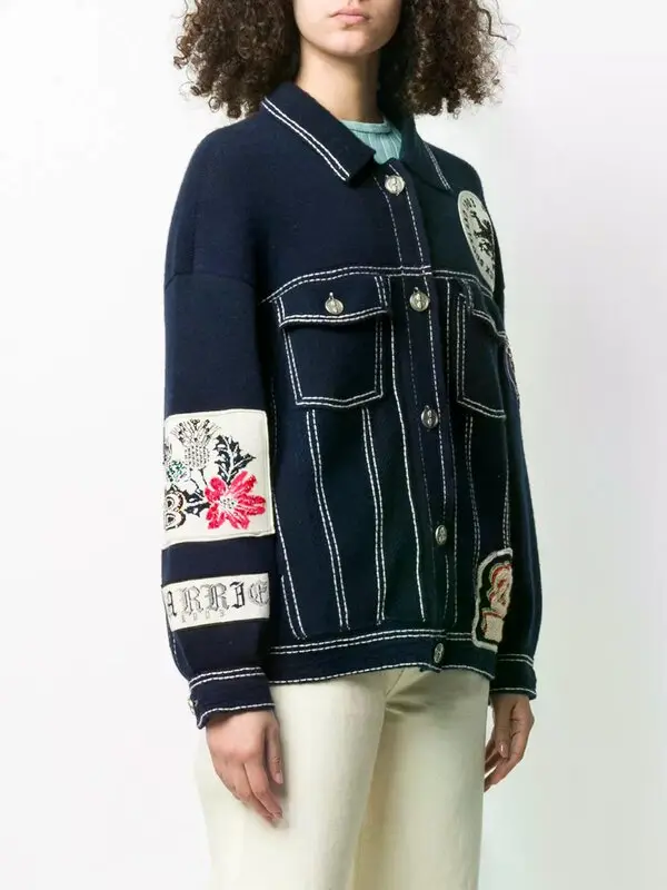 BARRIE Patched Knitted Jacket