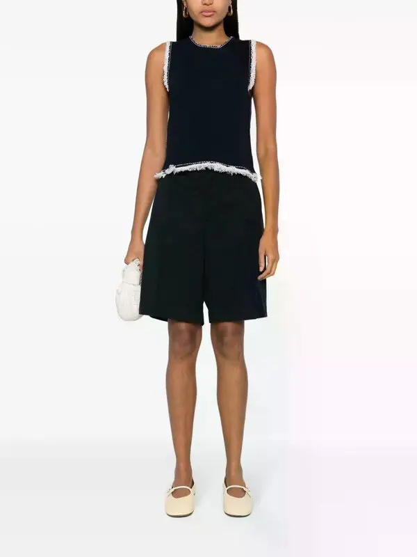 BARRIE Frayed-detailing Knitted Top - Blue