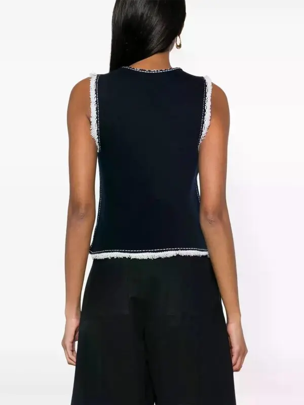 BARRIE Frayed-detailing Knitted Top - Blue