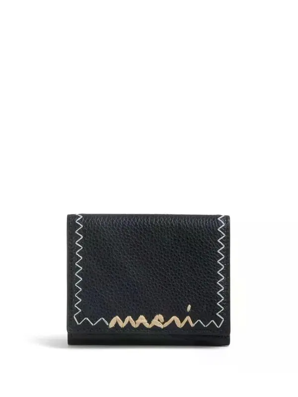 Marni Logo-embroidered Leather Wallet - Black