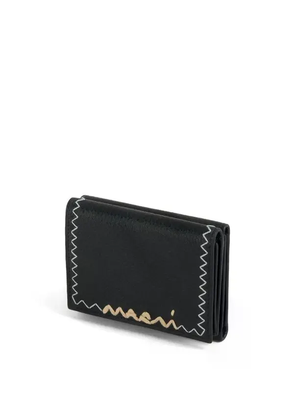 Marni Logo-embroidered Leather Wallet