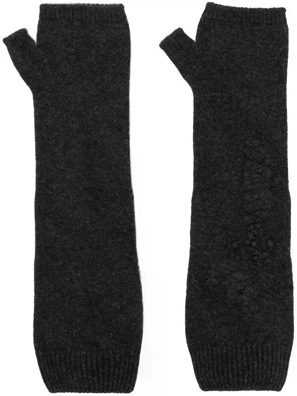 BARRIE Cashmere Fingerless Mittens - Grey
