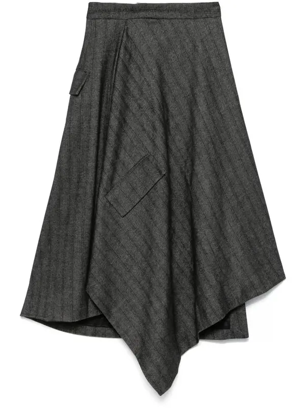 Remain Birger Christensen Striped Draped Skirt - Grey