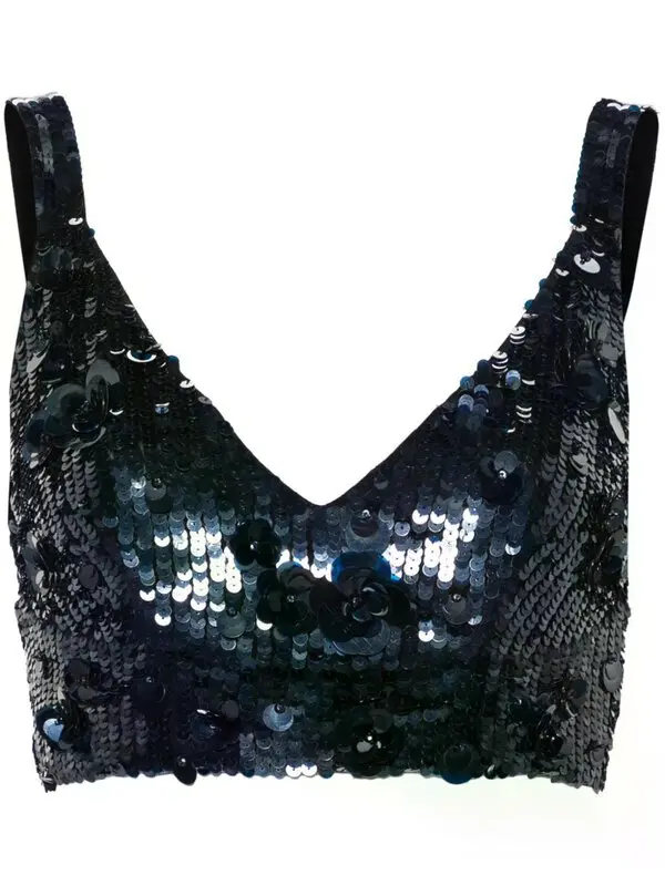 P.a.r.o.s.h Sequin-embellished Cropped Top - Blue