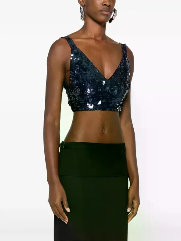 P.a.r.o.s.h Sequin-embellished Cropped Top - Blue