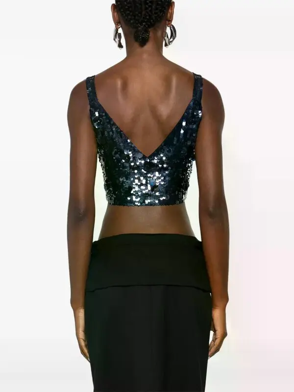 P.a.r.o.s.h Sequin-embellished Cropped Top - Blue