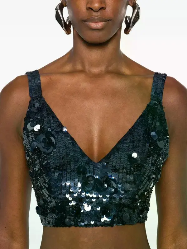 P.a.r.o.s.h Sequin-embellished Cropped Top - Blue