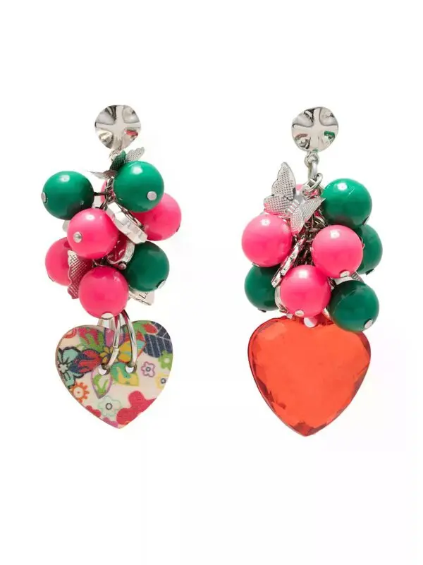 AMIR SLAMA Heart Charm Drop Earrings - Multicolour