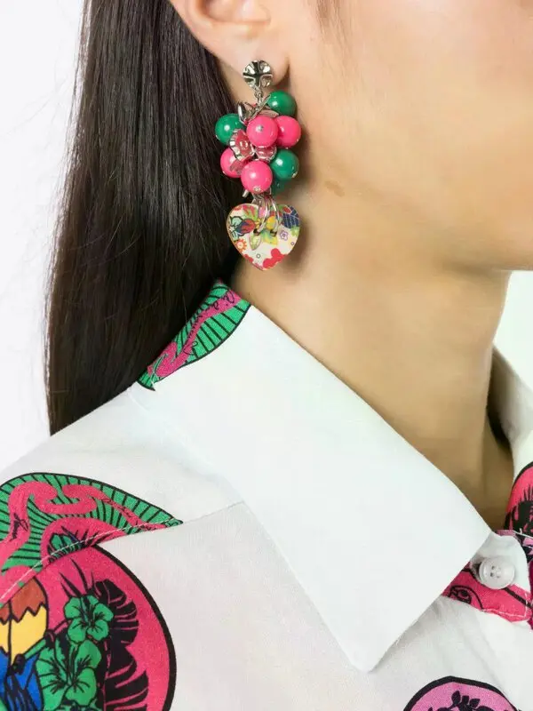 AMIR SLAMA Heart Charm Drop Earrings