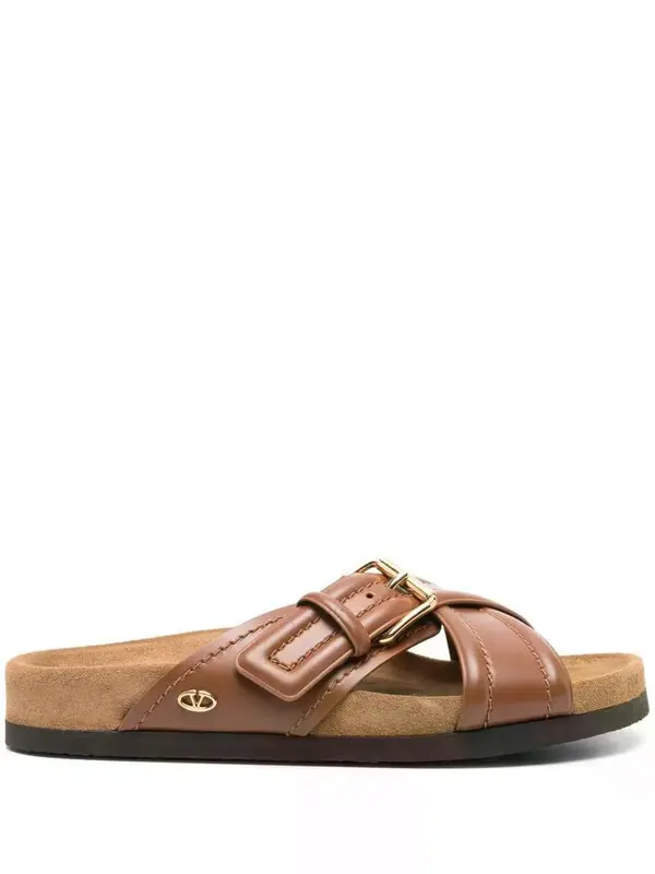 Valentino Garavani Vlogo Signature Buckle Sandals - Brown
