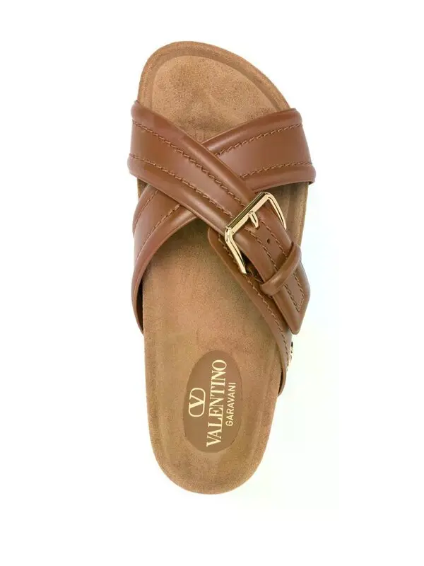Valentino Garavani Vlogo Signature Buckle Sandals - Brown