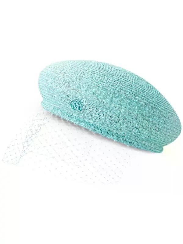 MAISON MICHEL Bonnie Veil-detail Beret - Blue