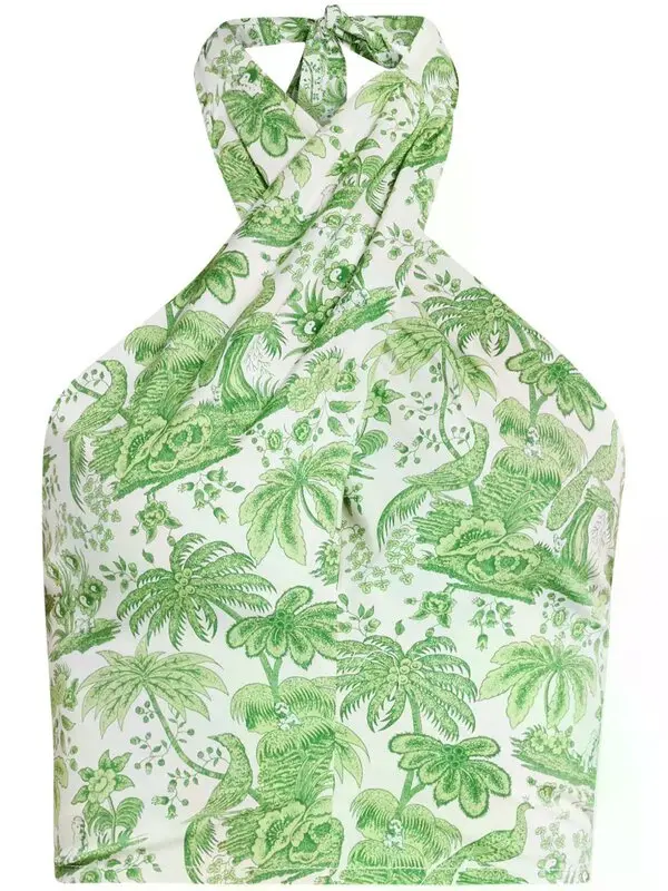 Staud Kai Botanical-print Halterneck Top