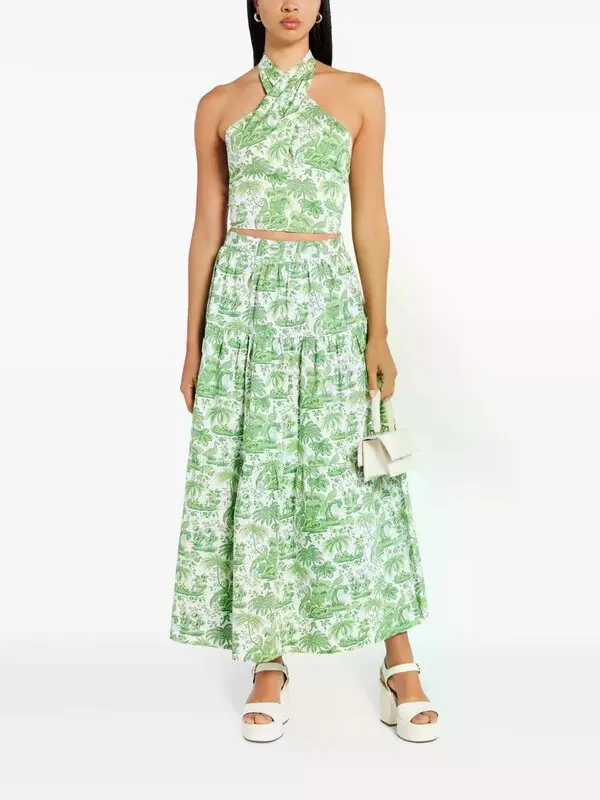 Staud Kai Botanical-print Halterneck Top