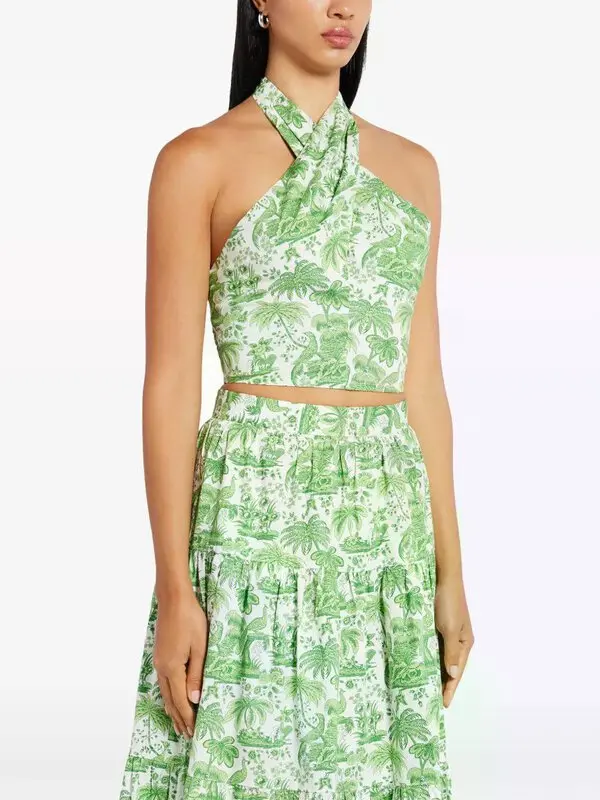 Staud Kai Botanical-print Halterneck Top
