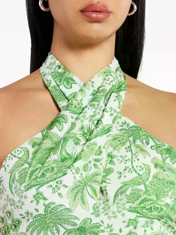 Staud Kai Botanical-print Halterneck Top
