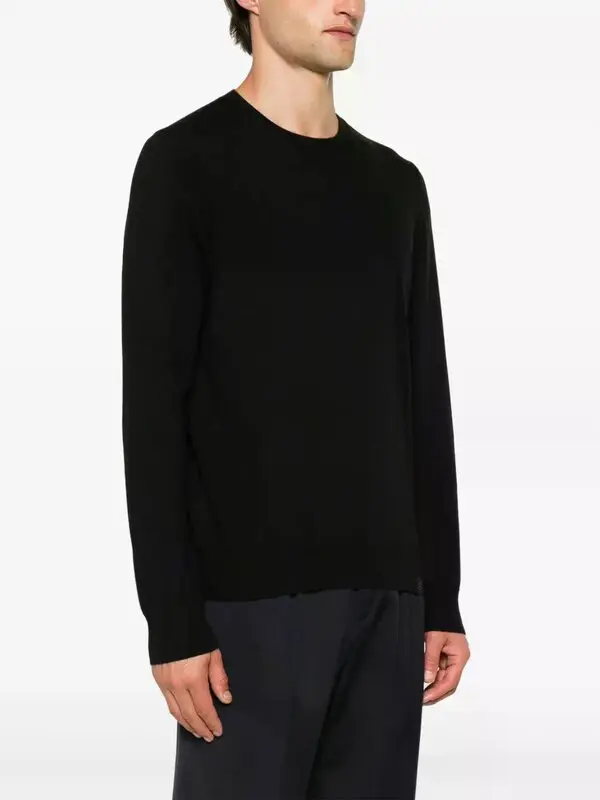 FAY Round-neck Virgin Wool Sweater - Black
